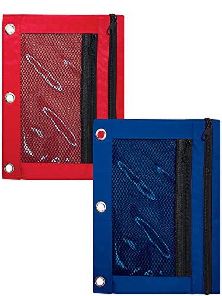 3 Ring Pencil Pouch, 2 Pack, with Mesh Window, 2 Compartments, Zipper ...
