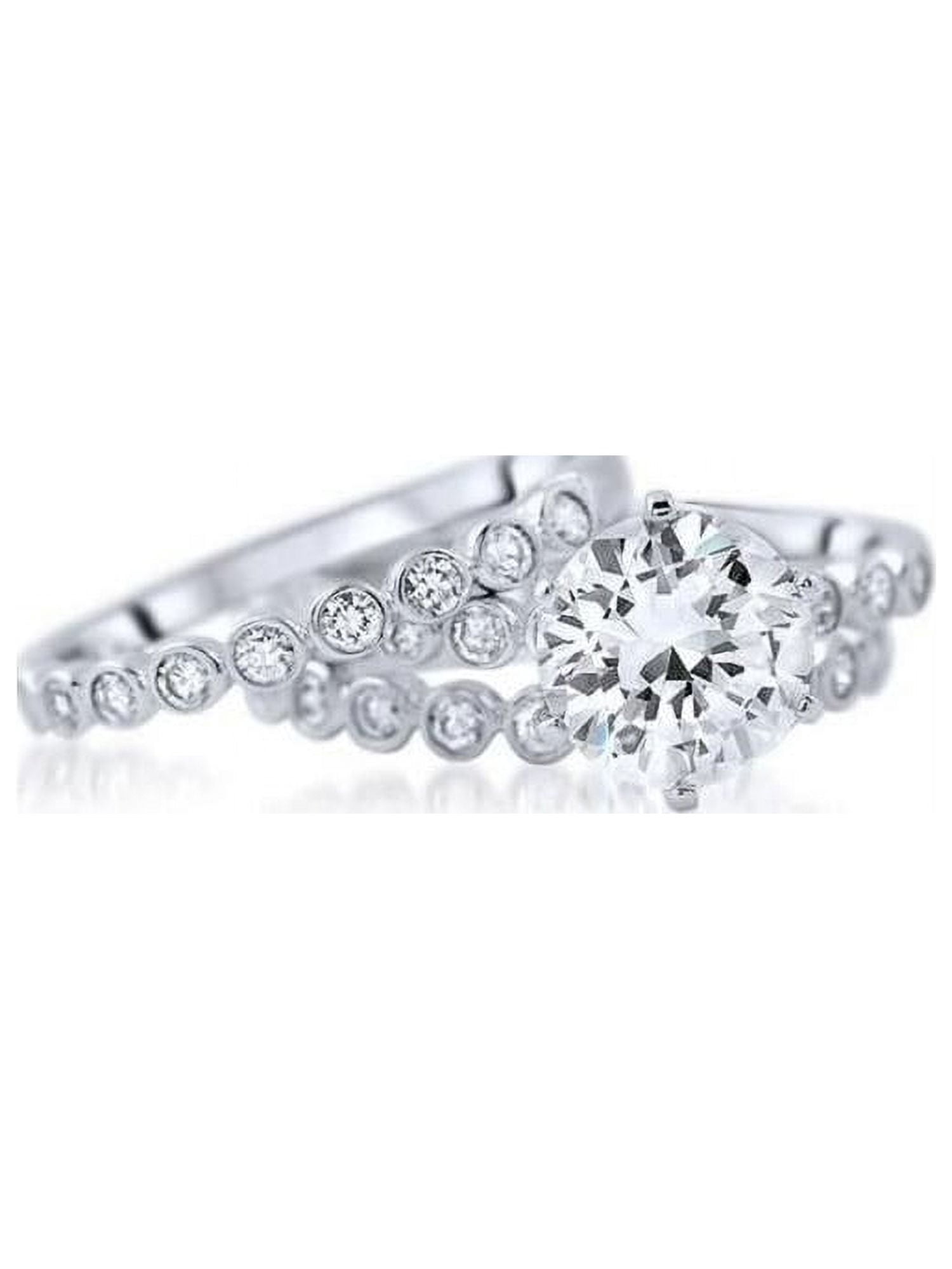 3 Ring Set Matching Engagement Wedding Bridal Set Solitaire Round Cut ...