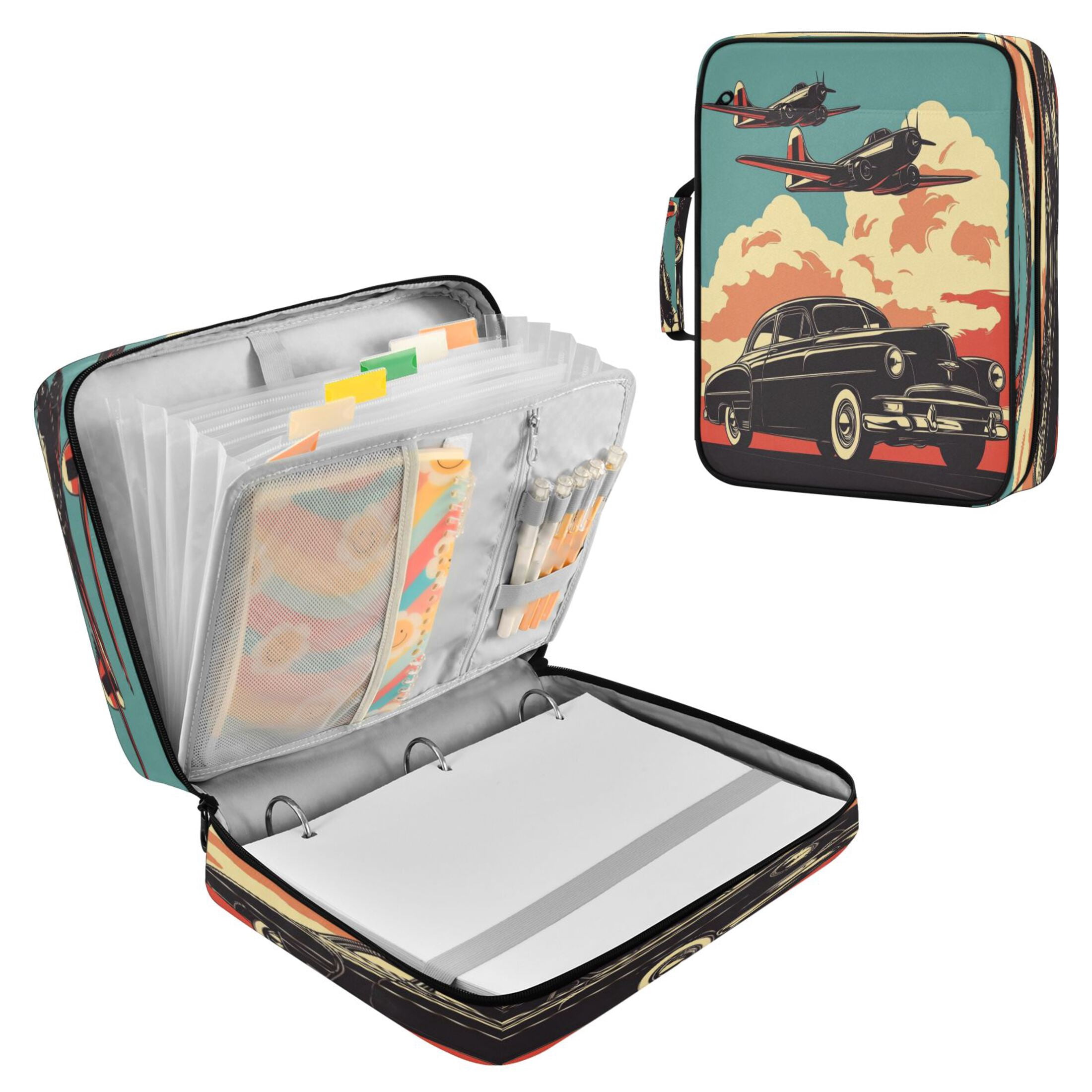 3 Ring Zipper Binder with Accordion File Organizer Waterproof Back to ...