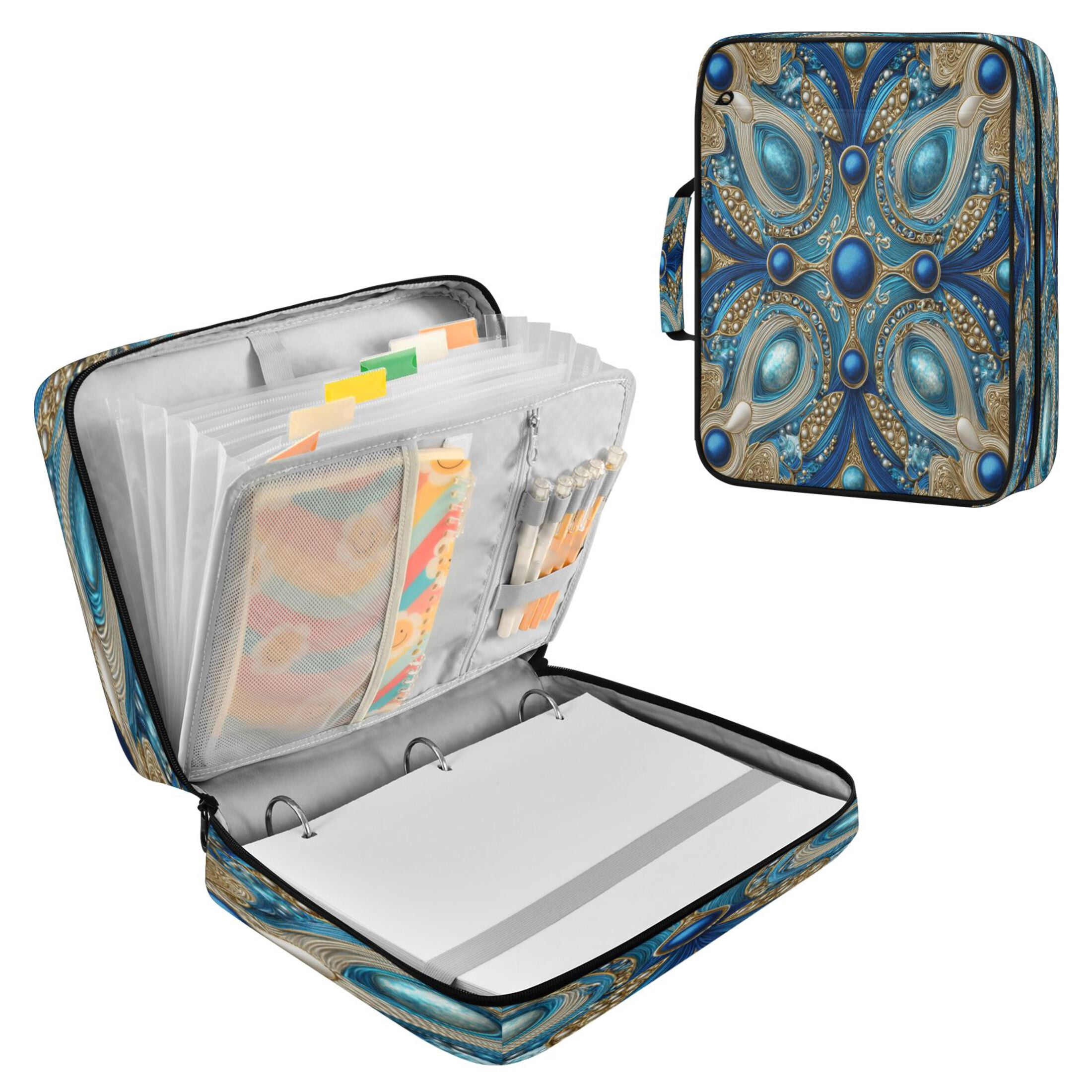 3 Ring Zipper Binder with Accordion File Organizer Waterproof Back to ...