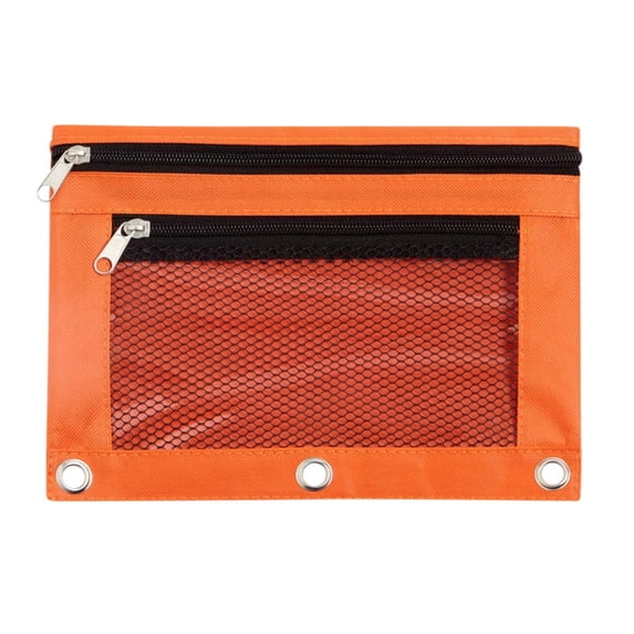 3 Ring Zipper Pencil Pouch, Clear Mesh Pencil Case, Cosmetic Bag Makeup ...