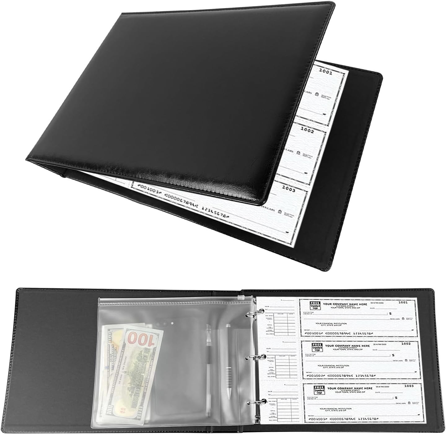 3 Rings Business Check Binder for End-Stub Deskbook Checks, Fit 3 & 9 ...