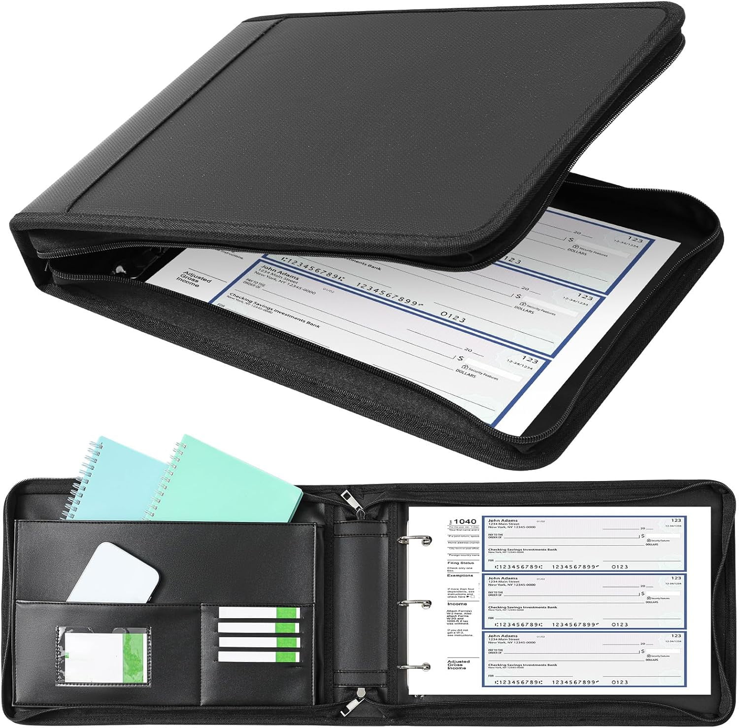 3 Rings Fireproof Business Check Binder with Zipper 1 Inch DRings on a ...