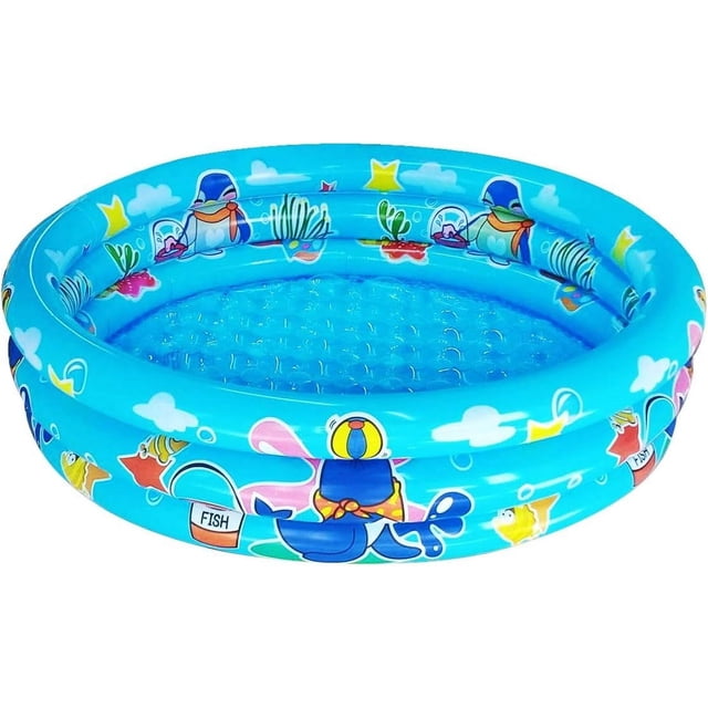 3 Rings Kiddie Pool for Toddler, 48”X12”，Kids Swimming Pool, Inflatable ...