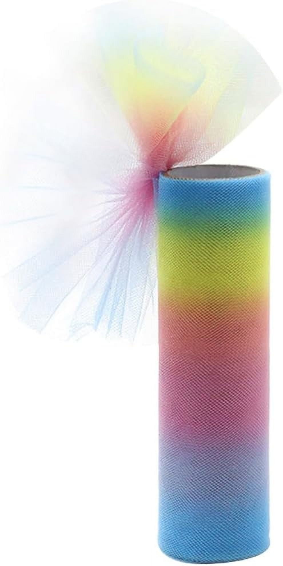 3 Roll 9 Yards 6 Inch Rainbow Tulle Fabric Rolls Colorful Gradient ...