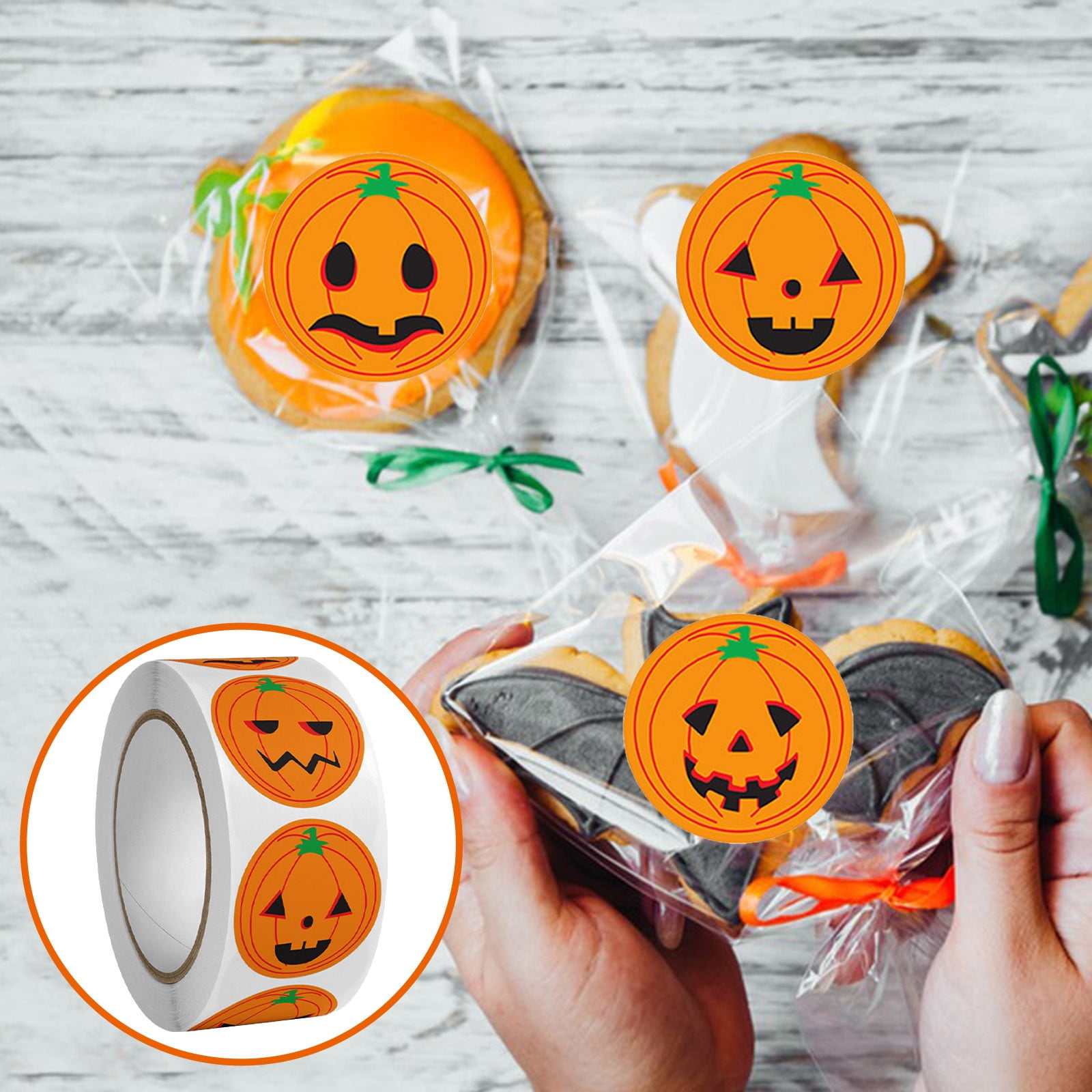 3 Roll Halloween Pumpkin Stickers,500 PCS per Roll Pumpkin Label ...