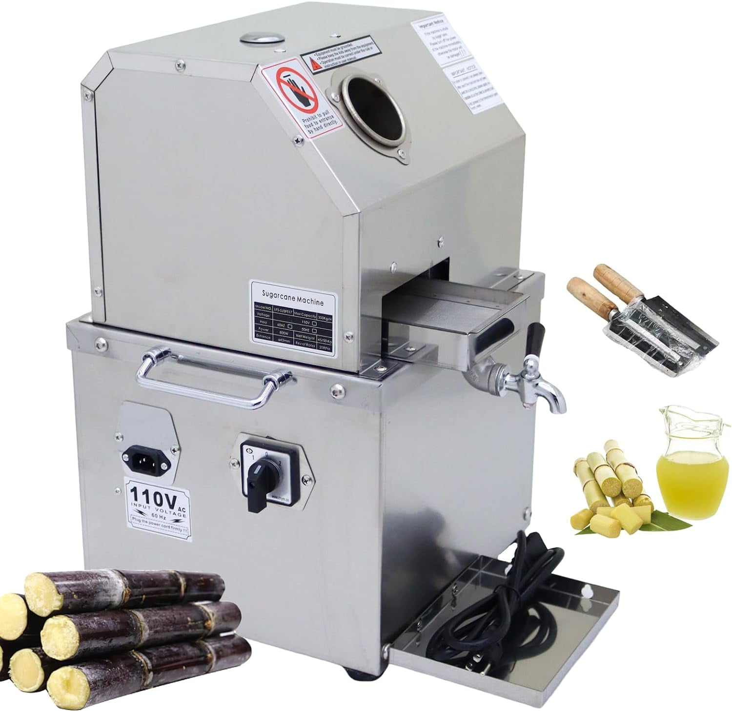3 Rollers Electric Sugarcane Juicer Sugar Cane Press Juicer Machine ...