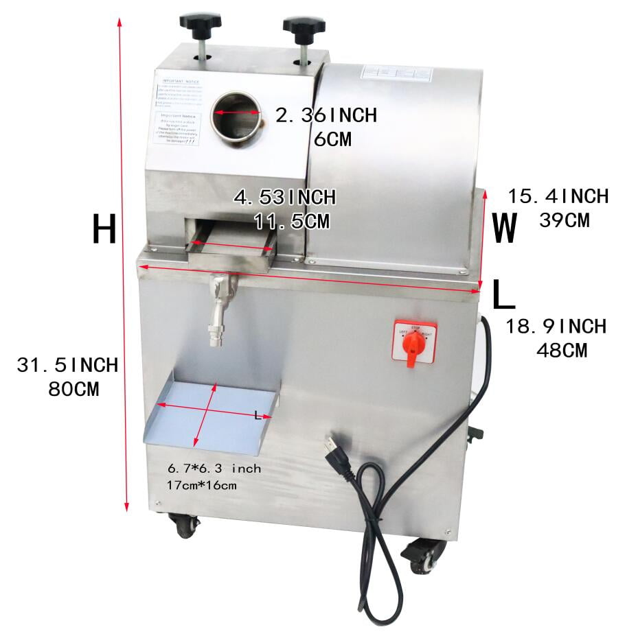 3 Rollers Sugarcane Ginger Press Juicer Machine Vertical Electric ...