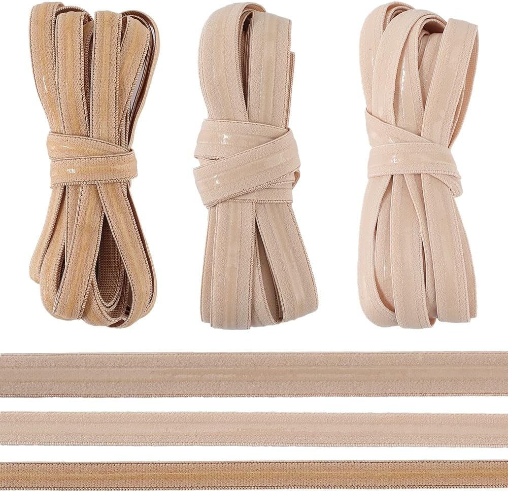 3 Rolls 11Ms Non-Slip Elastic Band Gripper Tape Ribbon Roll with Rubber ...