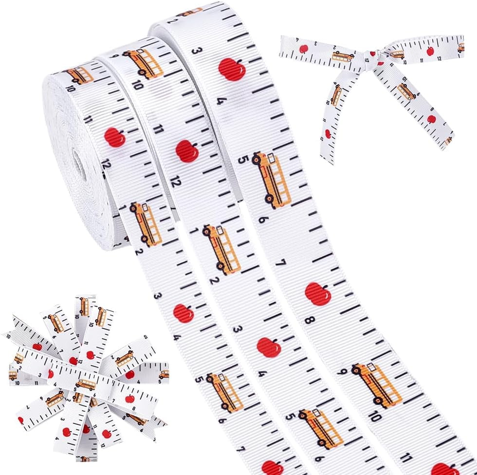 3 Rolls 15 Yards Back to School Grosgrain Ribbon Teache Themed Fabric ...