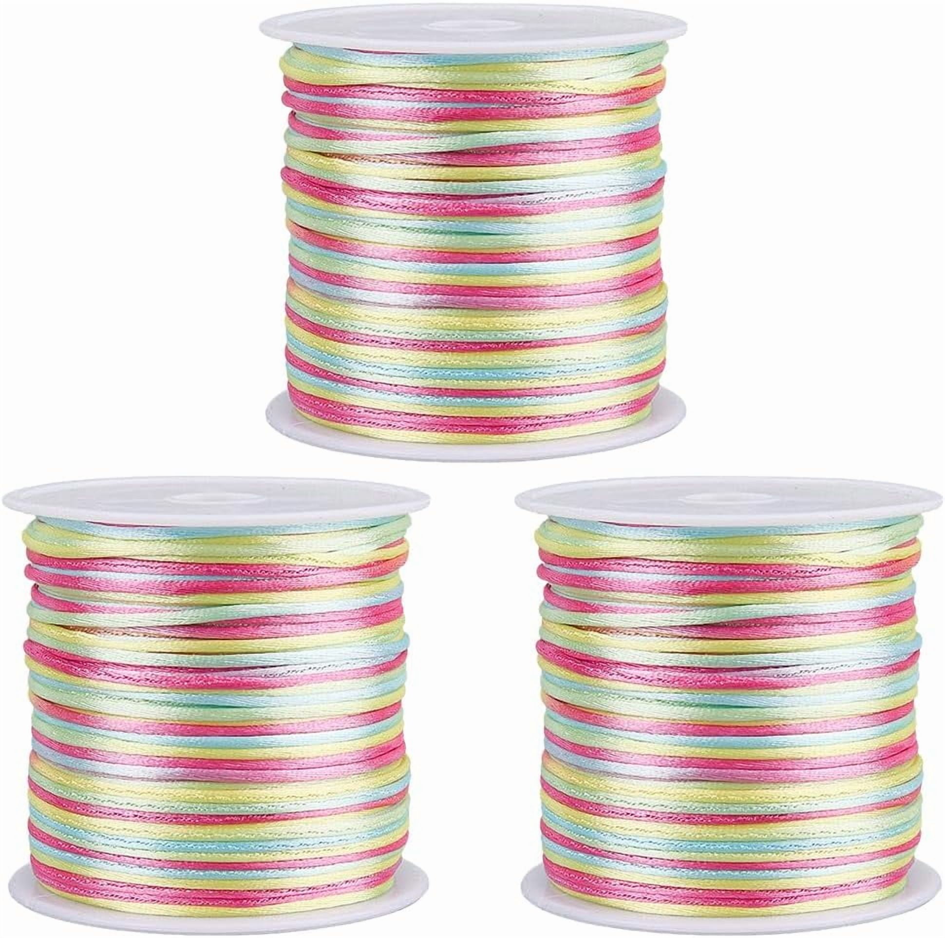 3 Rolls 150 Yards/137M 1mm Colorful Nylon Cord Jewelry Cording Satin ...