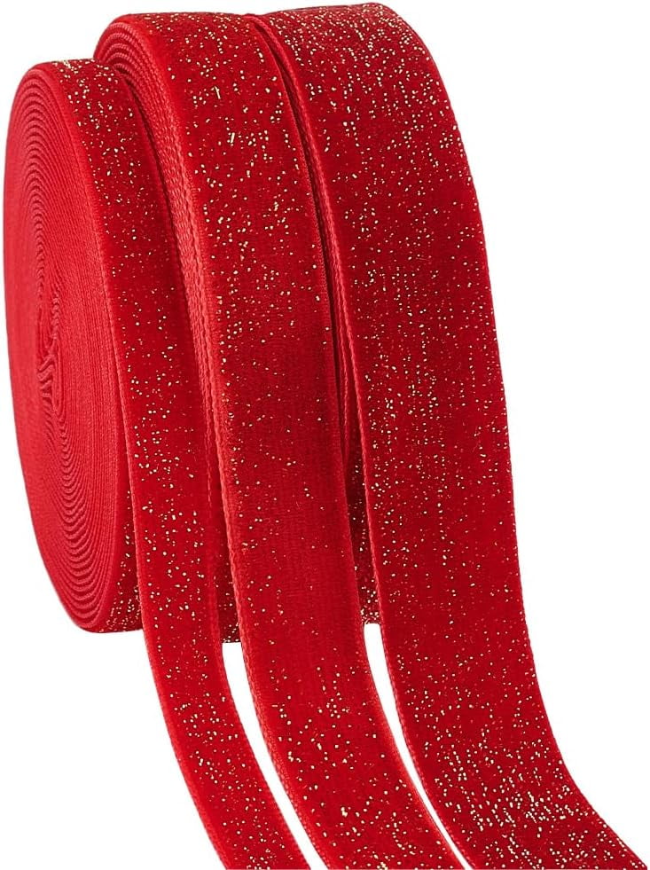 3 Rolls 3 Styles Sparkle Single Face Velvet Ribbons Polyester Ribbon ...