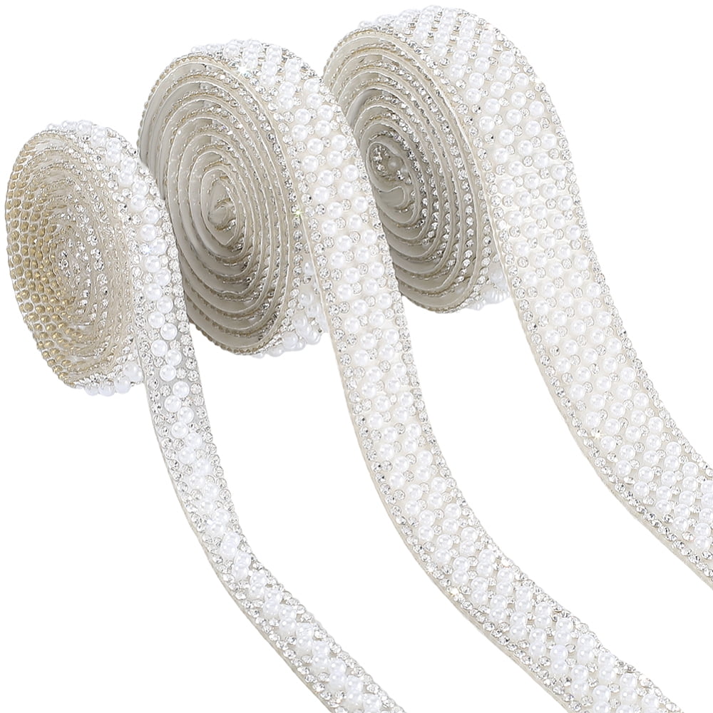 3 Rolls 3 Yards Self Adhesive Pearl Rhinestone Ribbon Multi Styles ...