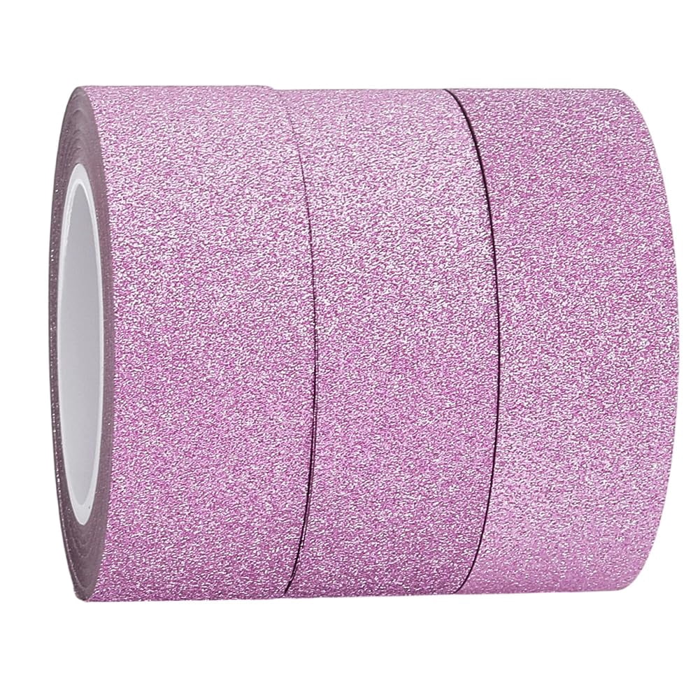 3 Rolls 30m x 15mm Glitter Decorative Tapes Adhesive Crafting Washi ...