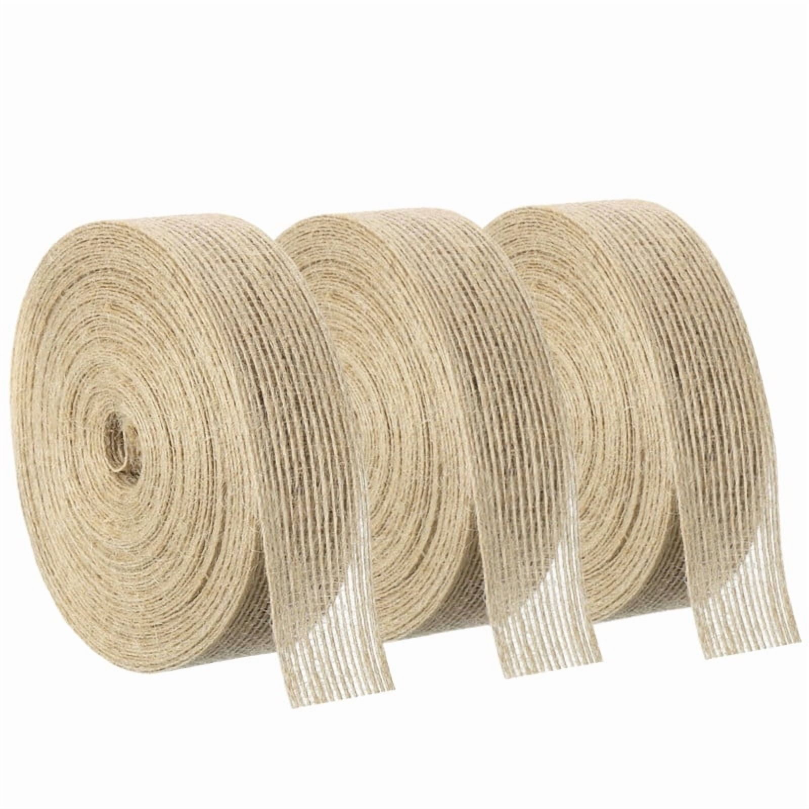 3 Rolls 32.8 Yard Natural Burlap Ribbons 1 inch Rustic Jute Ribbon 10 M ...