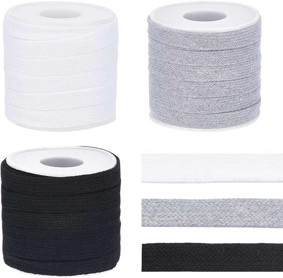 3 Rolls 32.8 Yards Flat Replacement Polycotton Cords 3 Colors Flat ...