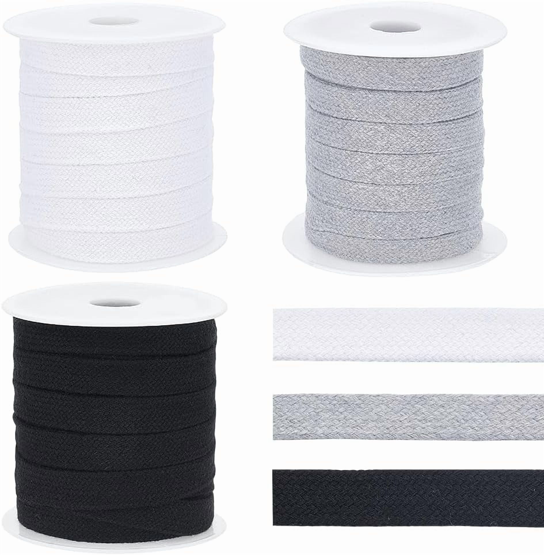 3 Rolls 32.8 Yards Flat Replacement Polycotton Cords 3 Colors Flat ...