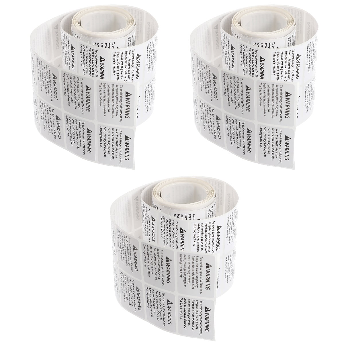 3 Rolls Anti-suffocation Stickers Warning Label Transparent Nail White ...