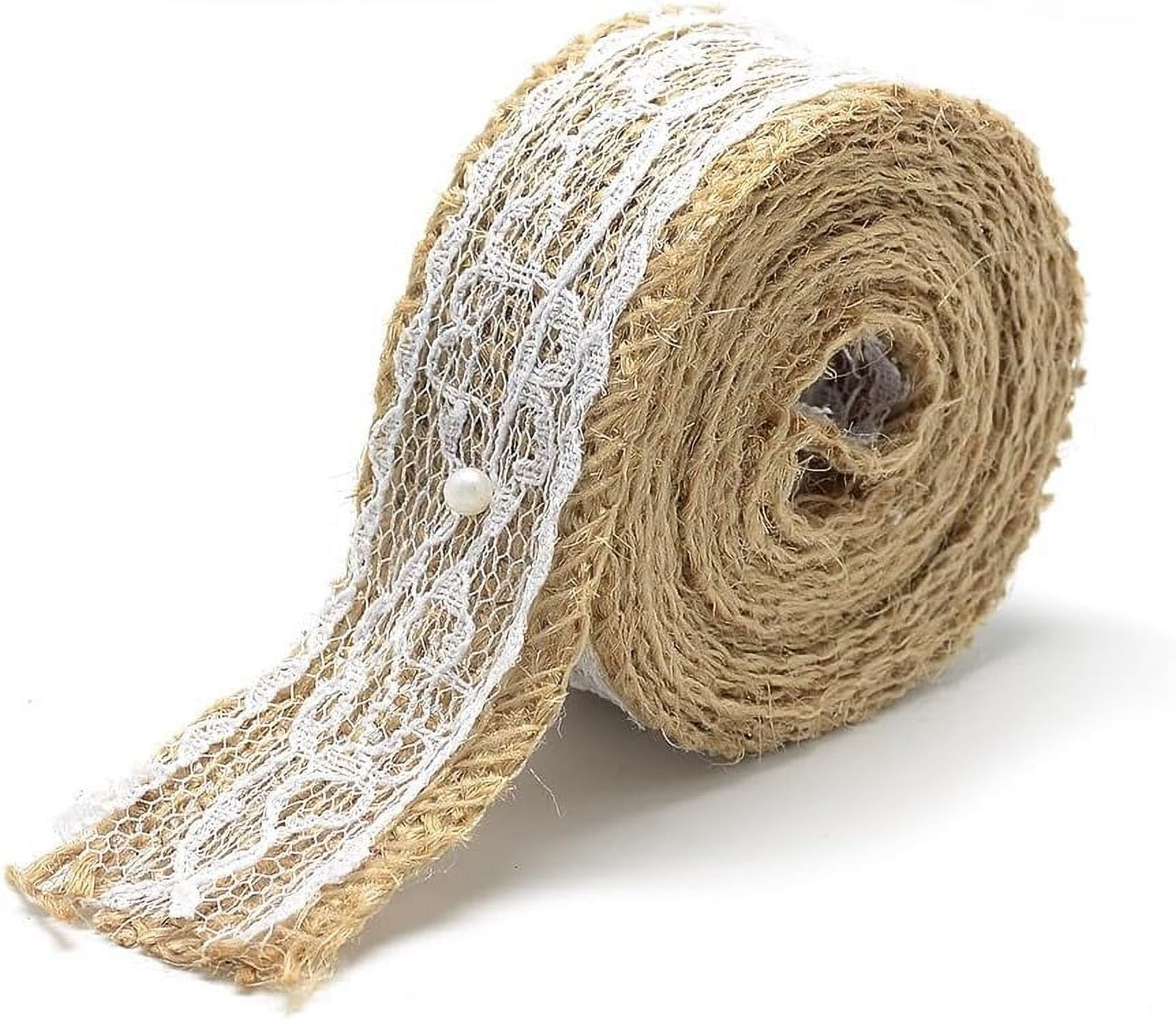 3 Rolls Burlap Ribbon Hessian Ribbon Jute Ribbon with Cotton Ribbons ...