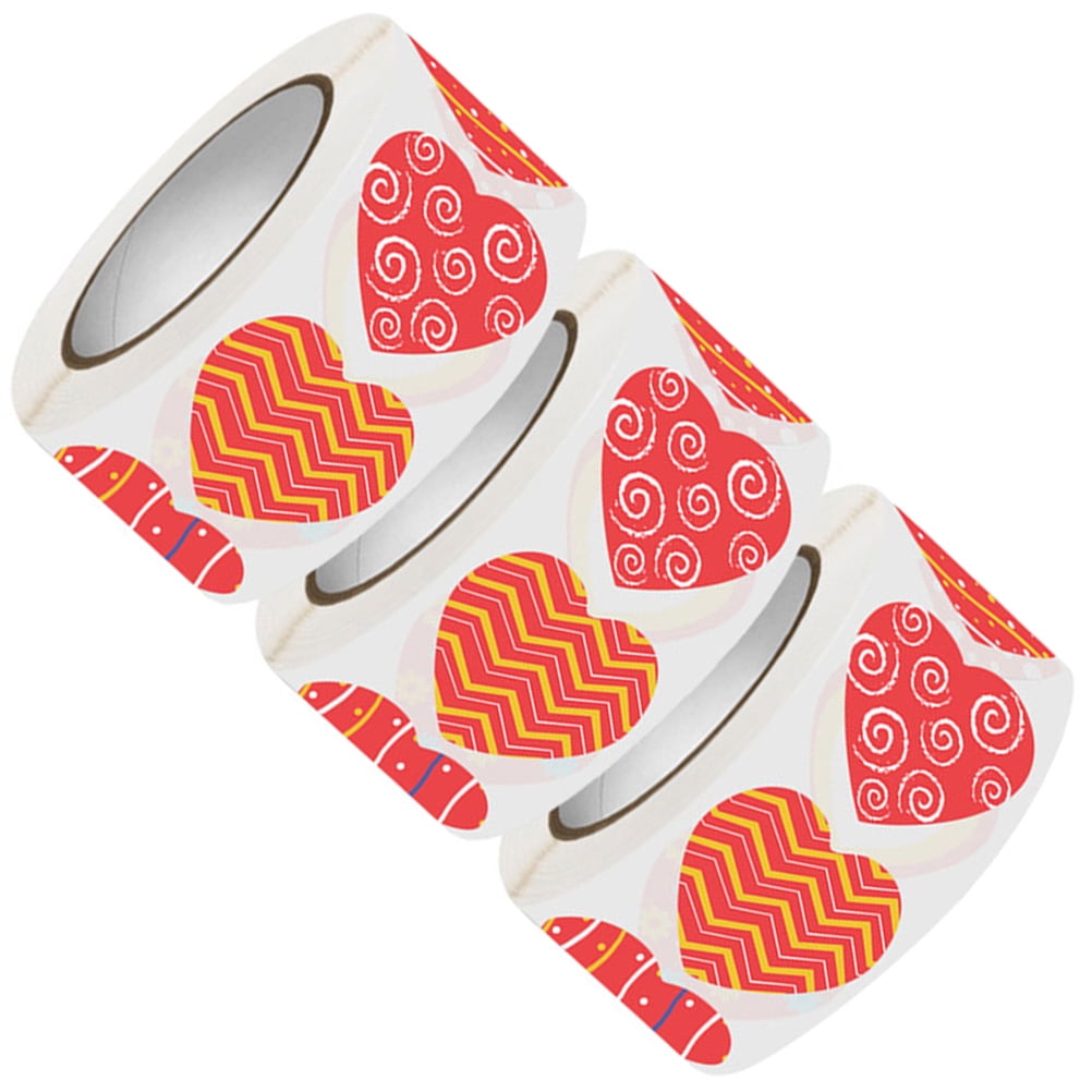 3 Rolls Card Cover Sticker Heart Seal Cake Bread Bag Stickers - Walmart.com