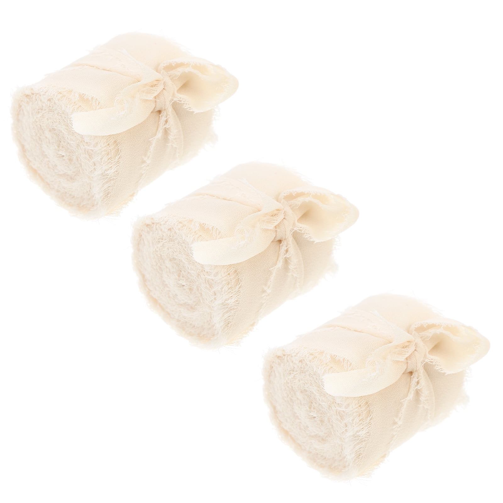 3 Rolls Chiffon Ribbon Bride Gifts Party Flower Packaging Bridal Fringe ...