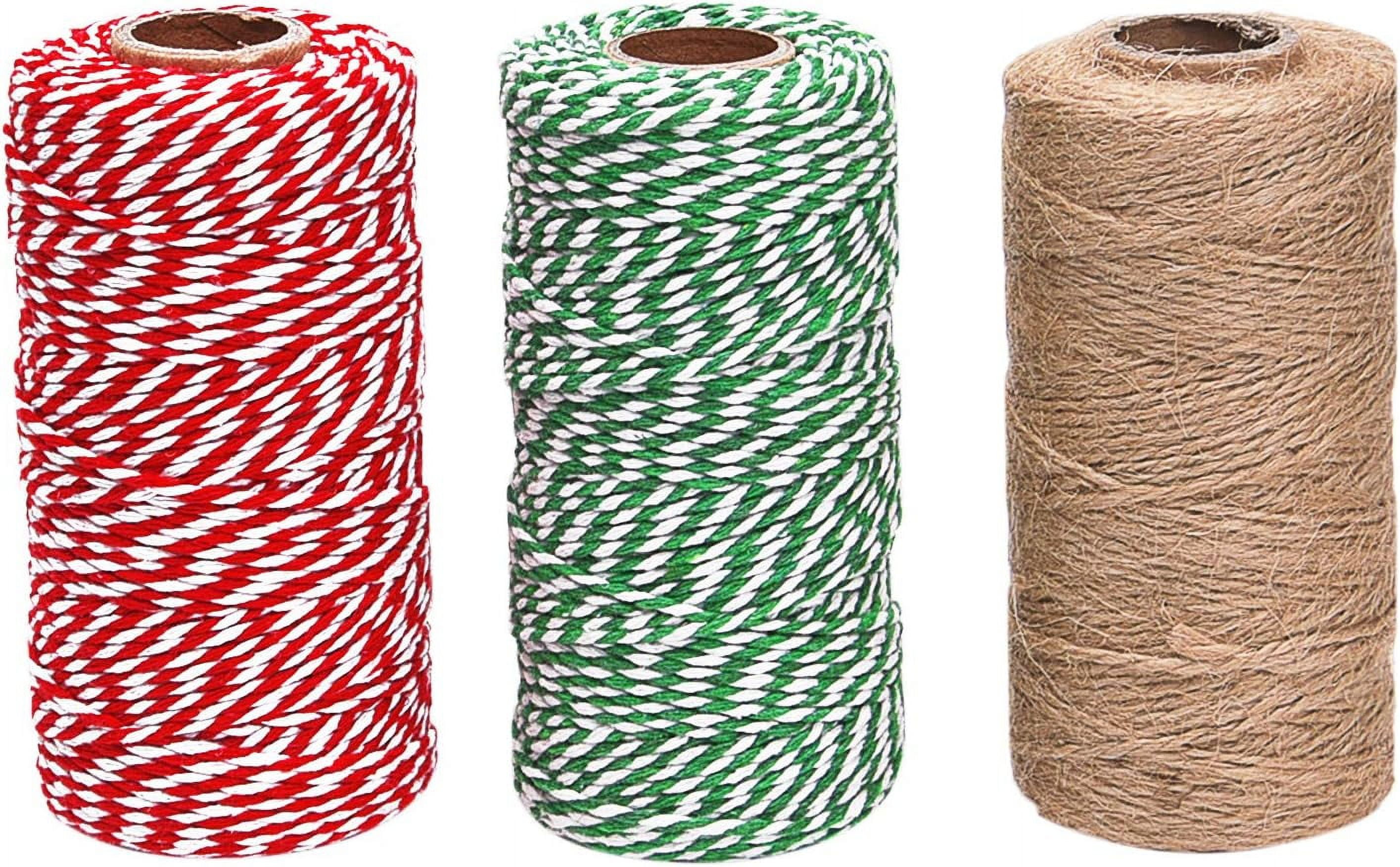 3 Rolls Christmas Cotton Twine and Natural Jute String Rope for Gift ...