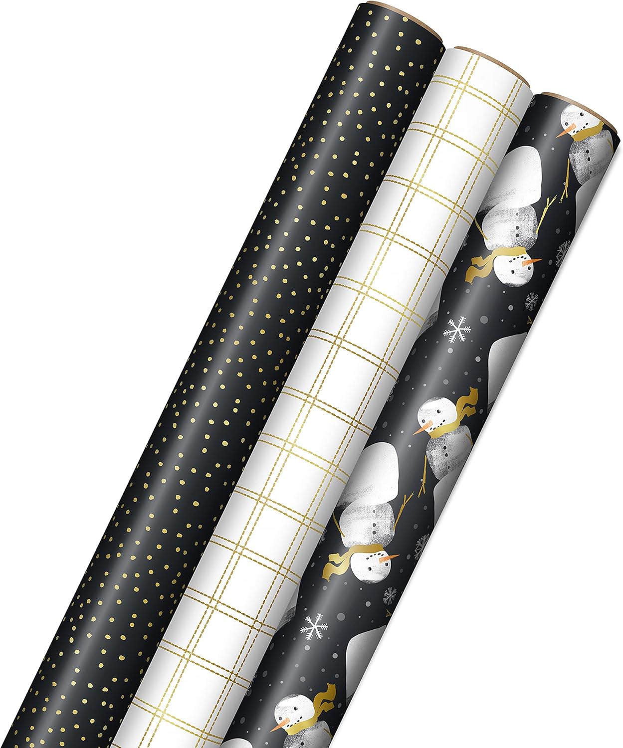 3 Rolls Christmas Wrapping Paper Retro Santa Black and White Buffalo ...