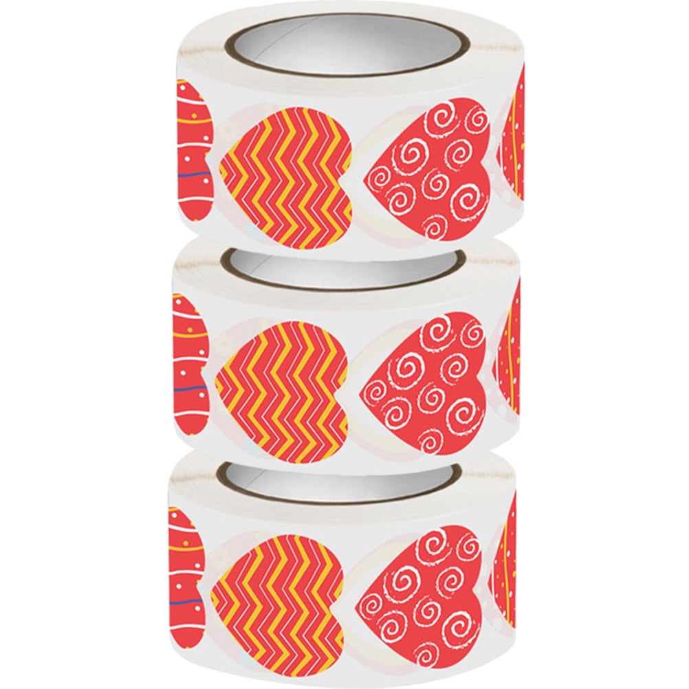 3 Rolls Clear Round Stickers Heart Stickers Heart Seal Gift Bag ...