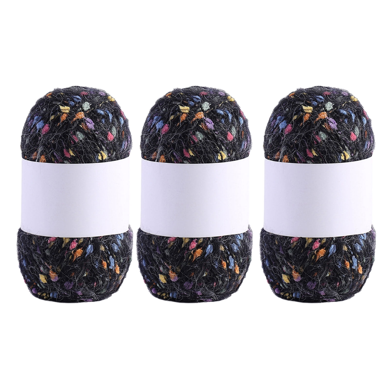 3 Rolls Comfortable Crochet Thread Rainbow Color Dots Mohair Yarn Hand ...