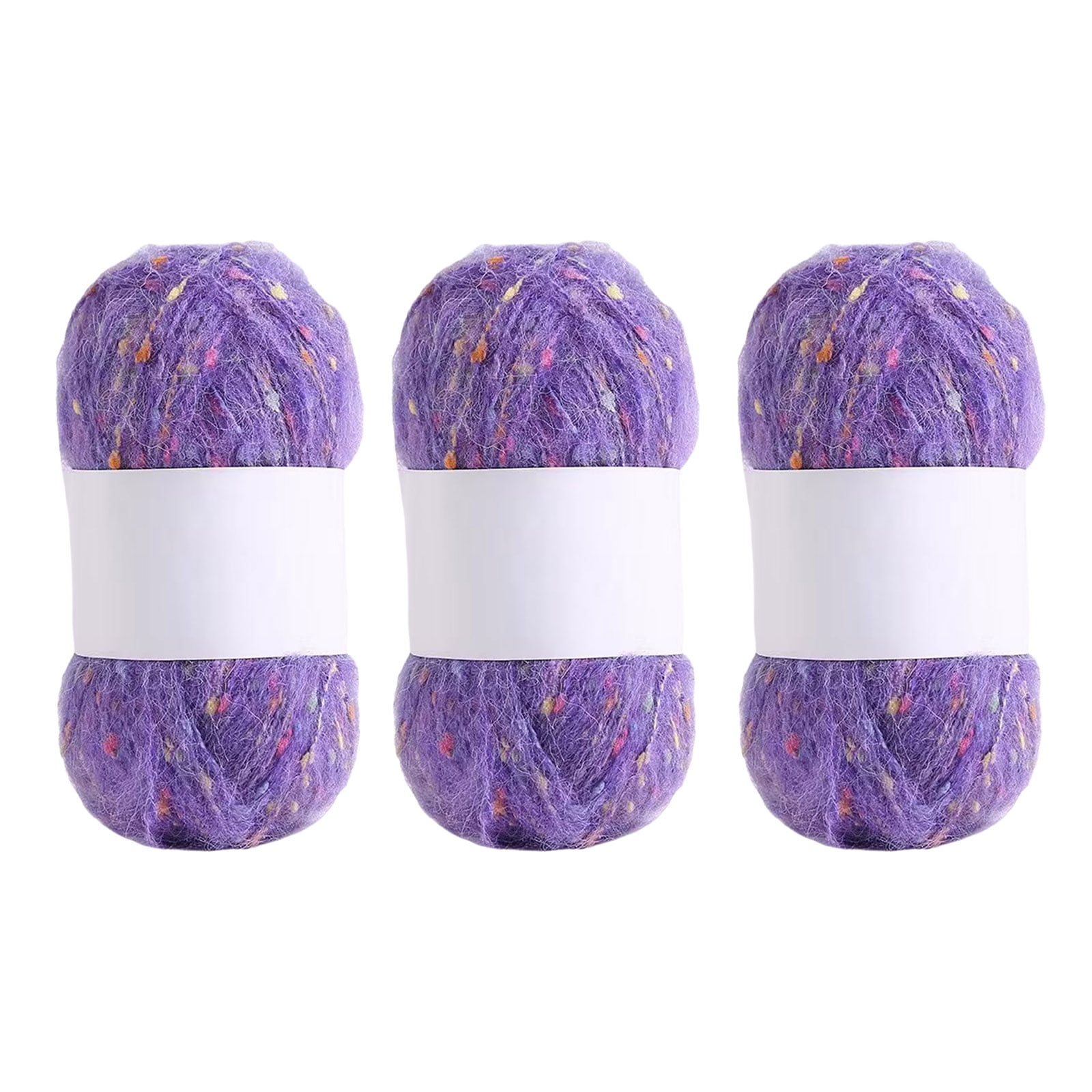 3 Rolls Comfortable Crochet Thread Rainbow Color Dots Mohair Yarn Hand ...