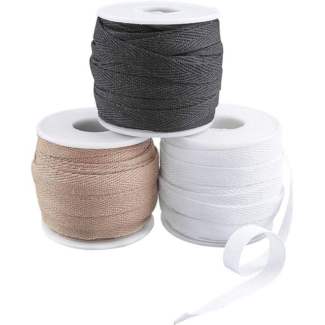 3 Rolls Cotton Ribbons 10mm Herringbone Ribbons Cotton Tape Webbing ...