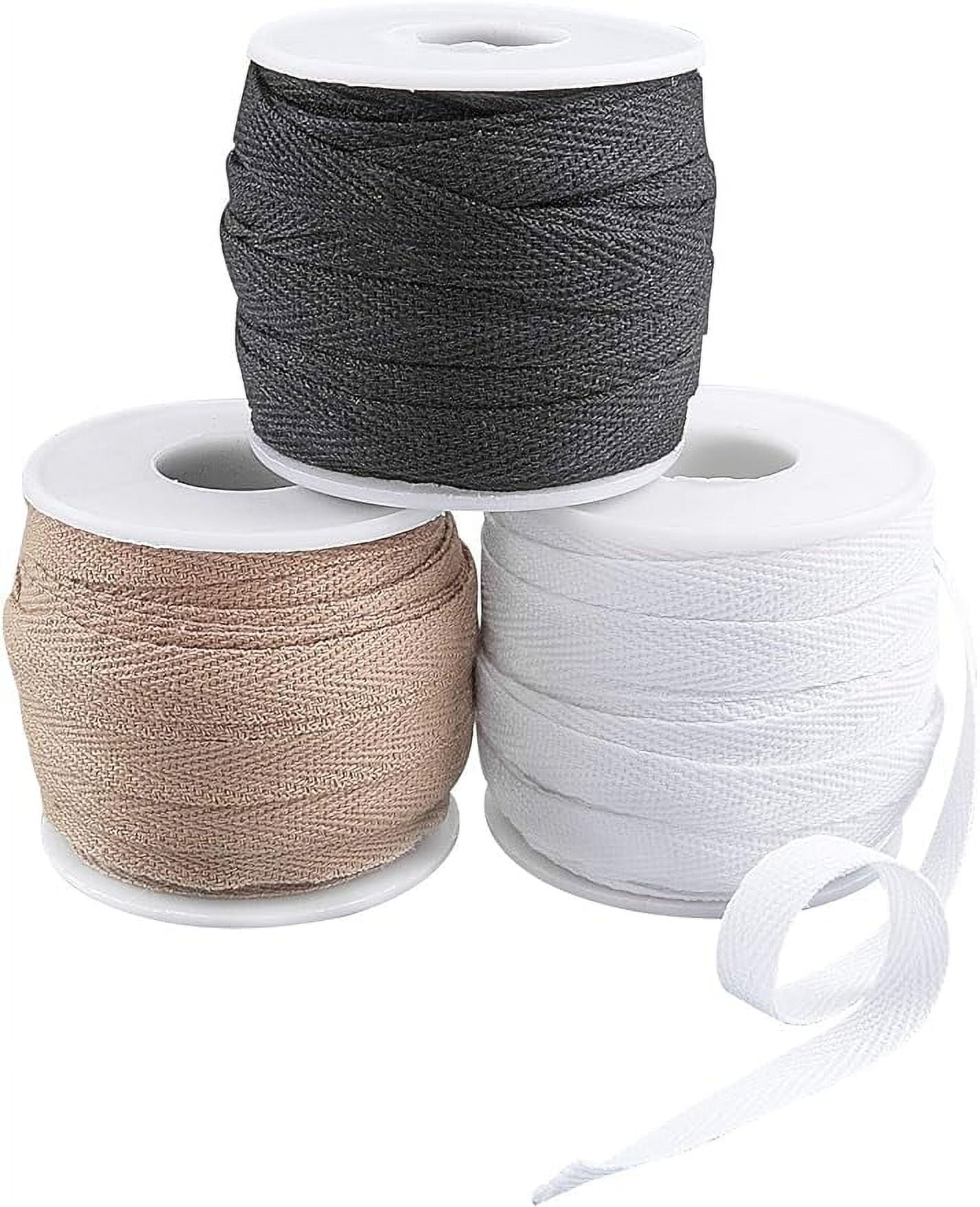 3 Rolls Cotton Ribbons 10mm Herringbone Ribbons Cotton Tape Webbing ...