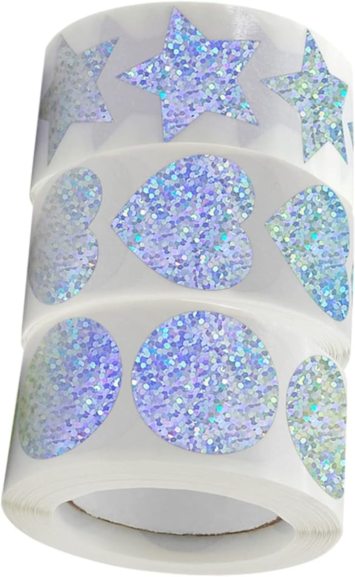 3 Rolls Discoloration Sealing Paste Star Decor Round Stickers Gift Card ...