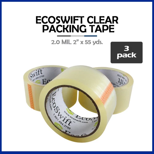 3 Rolls "Ecoswift" Brand Packing Tape Box Packaging 2.0Mil 2" X 55 Yard ...