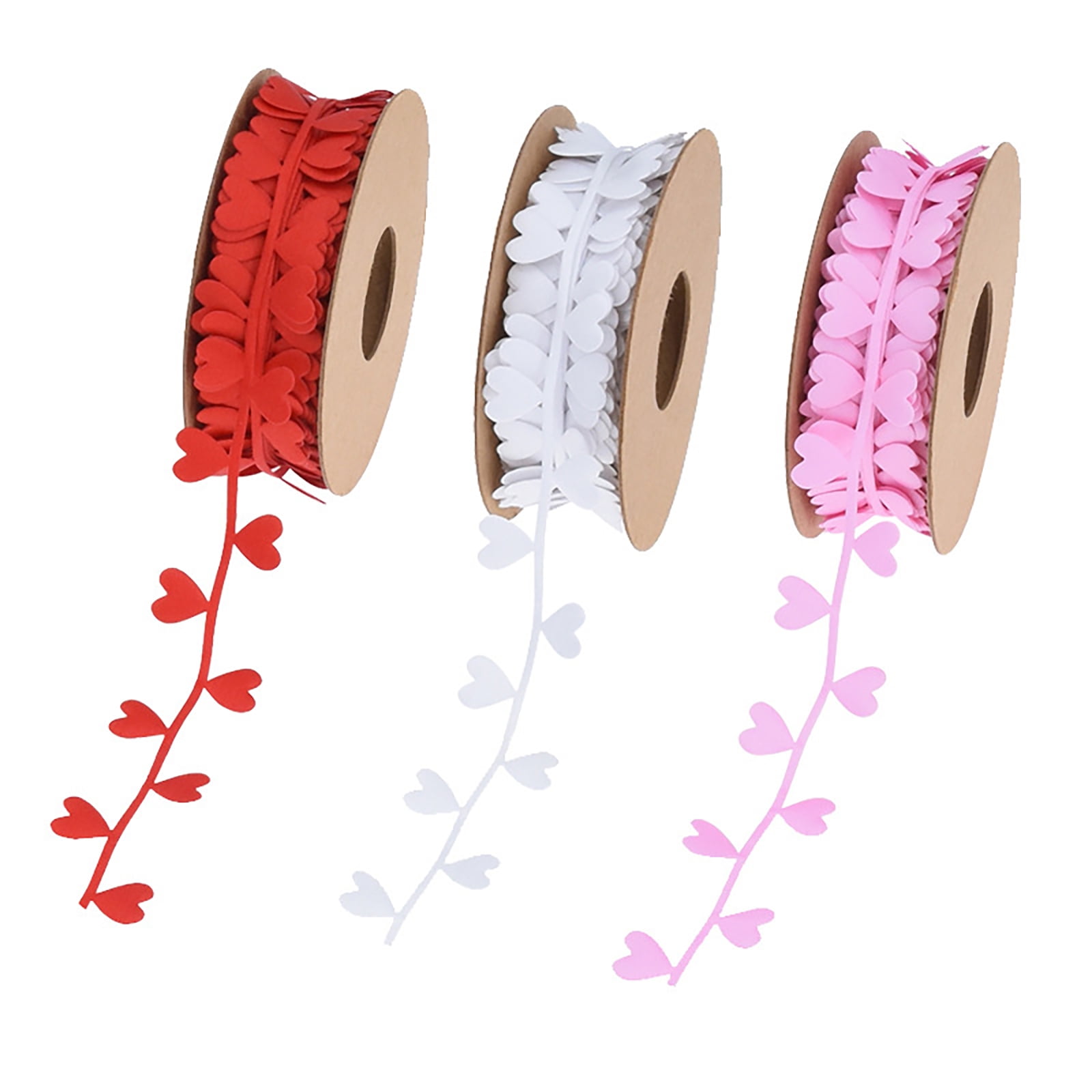 3 Rolls Embossed Love Heart Polyester Ribbon Wedding Decoration Gift ...