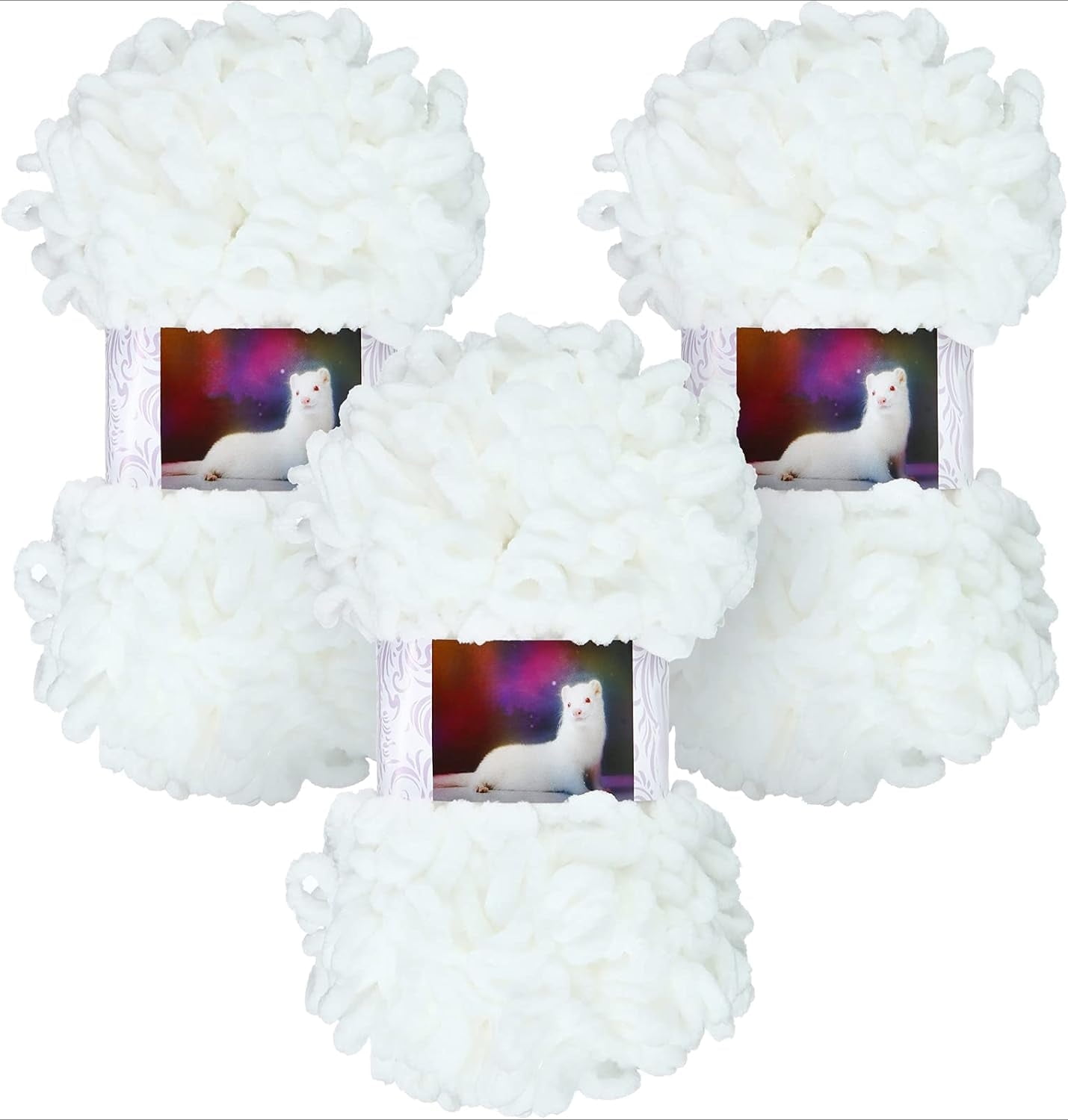 3 Rolls Finger Blanket Yarns Puffy Loop Yarn Soft Crochet Yarns Fluffy ...