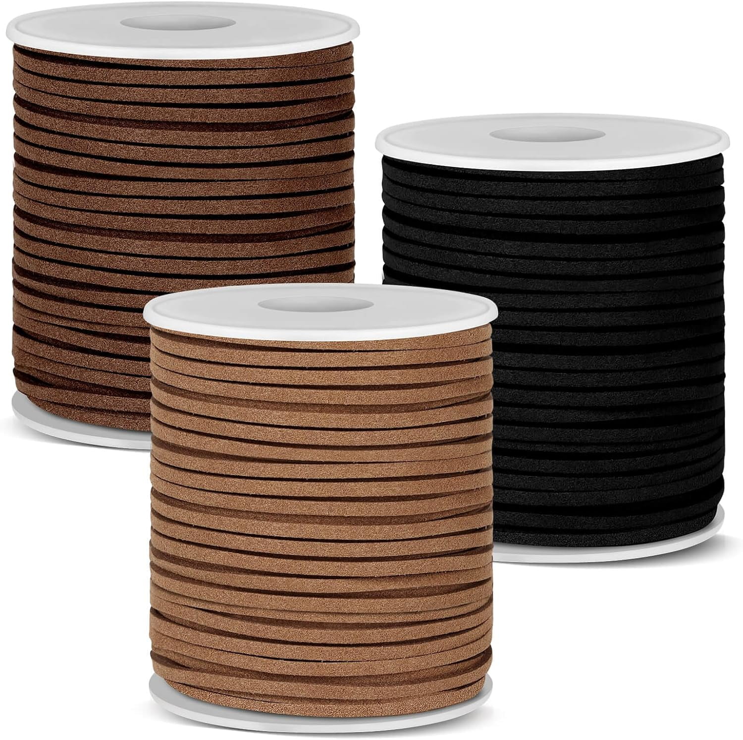 3 Rolls Flat Leather String Cord, Suede Ribbon for Jewelry Making ...