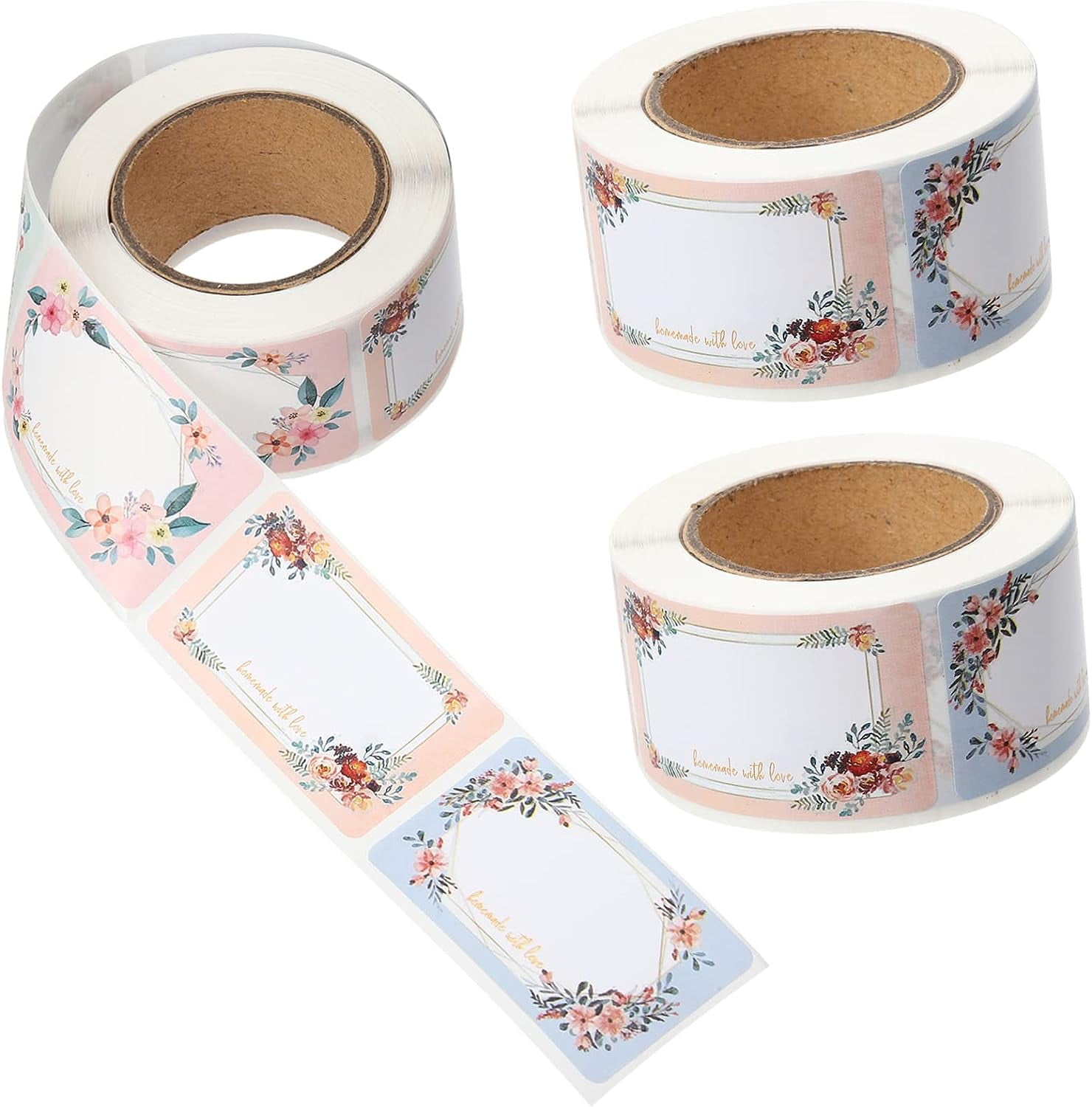 3 Rolls Floral Bottle Label Blank Labels Name Stickers Food Stickers ...
