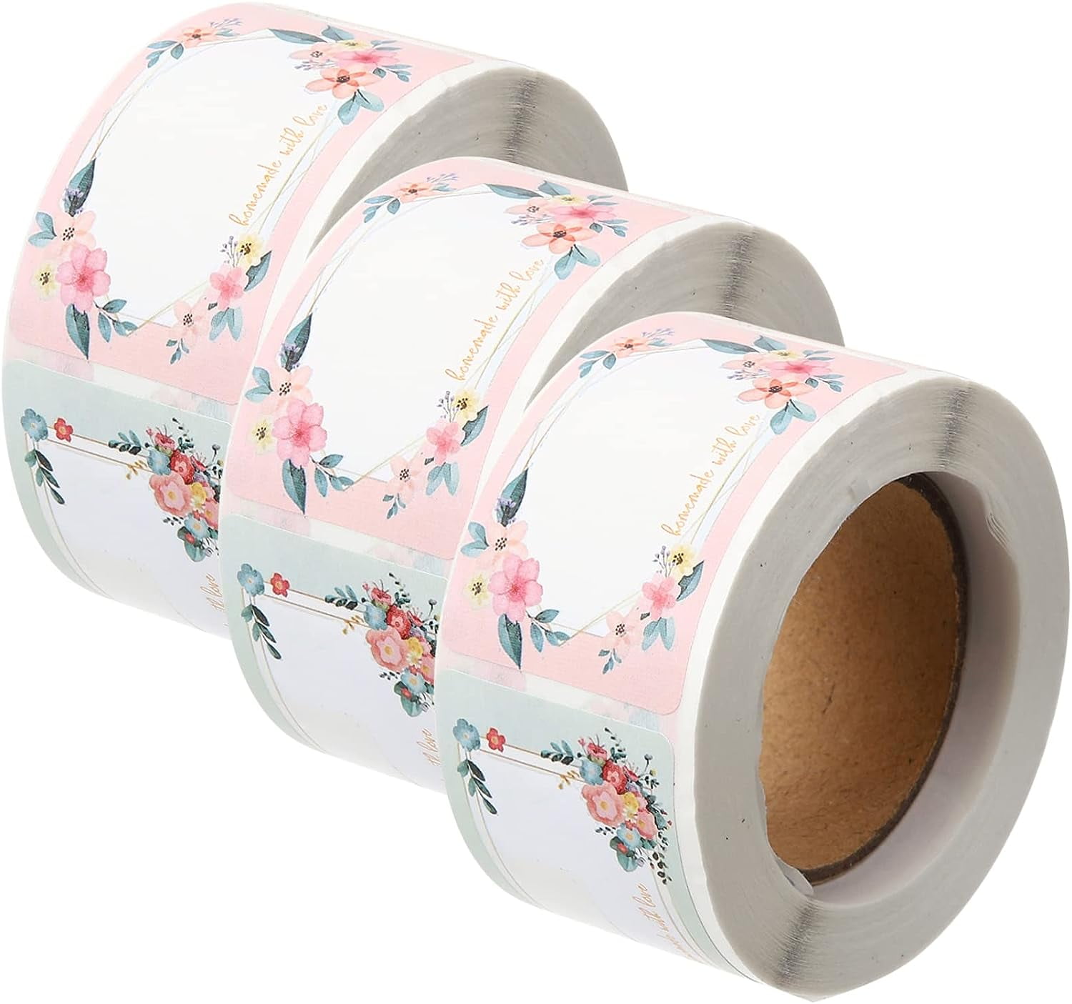 3 Rolls Floral Bottle Label Blank Stickers Blank Labels Name Badge ...