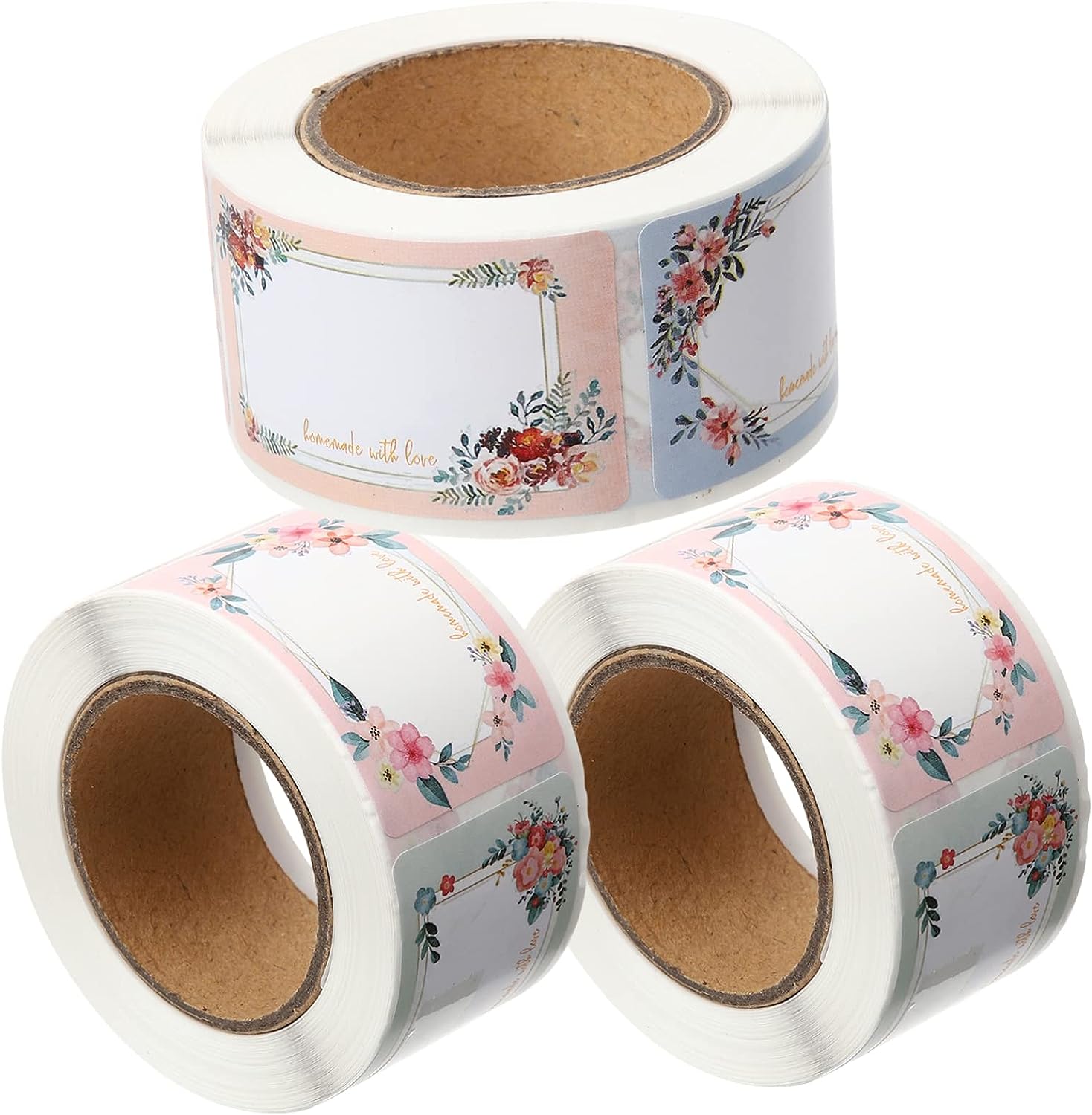 3 Rolls Floral Bottle Label Name Badge Labels Food Stickers Water ...