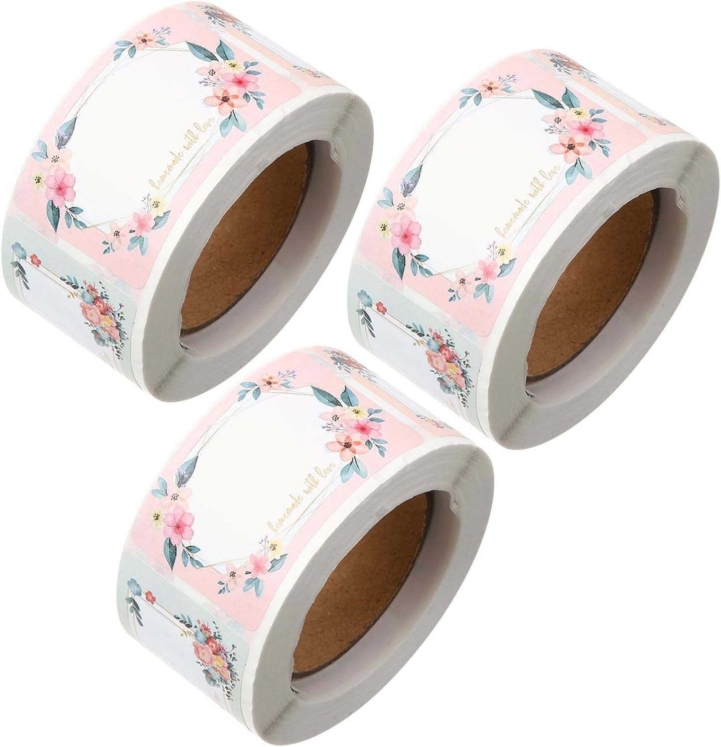 3 Rolls Floral Bottle Label Refrigerator Stickers Office Stickers ...