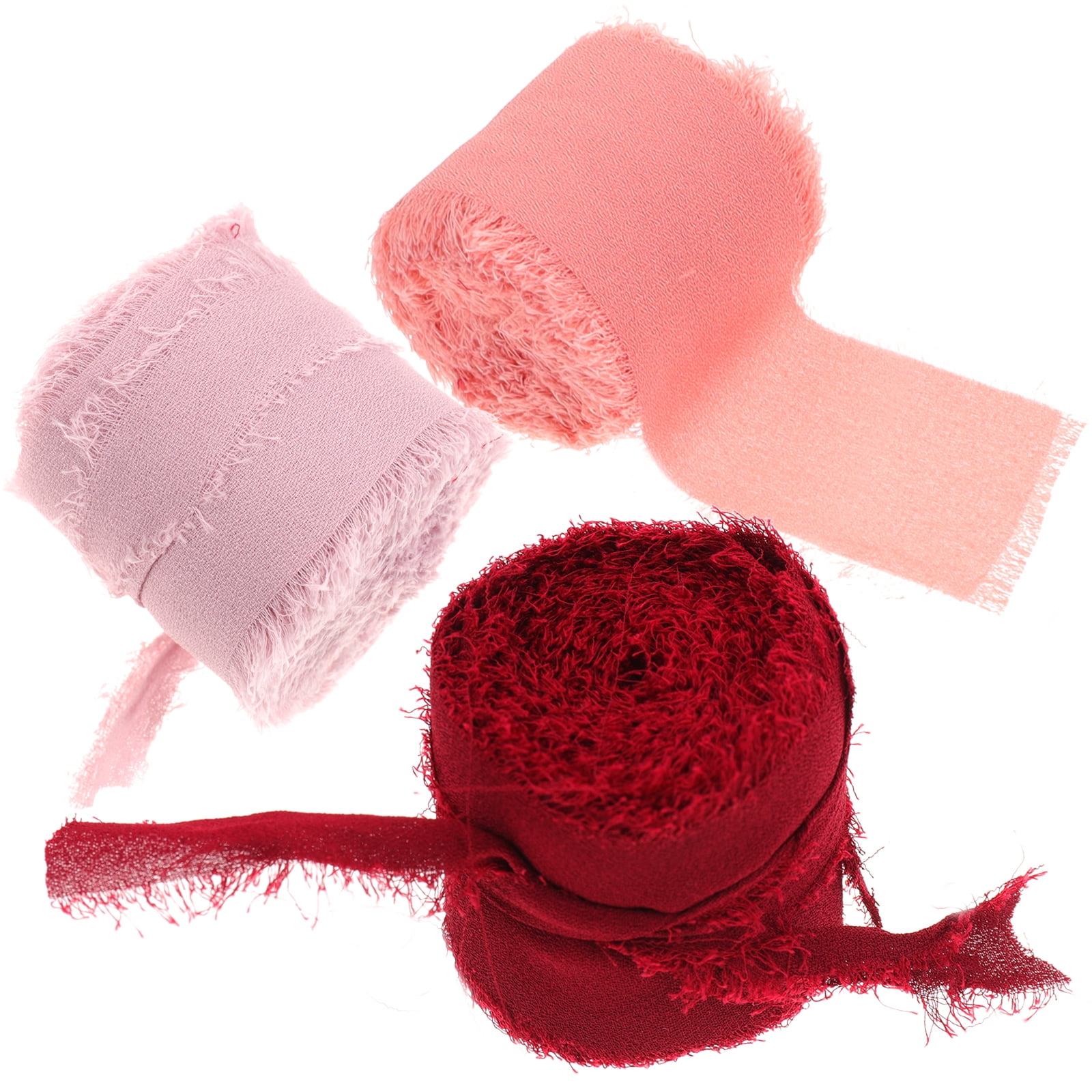 3 Rolls Hand Torn Raw Edge Ribbon Wedding Decor Gift Ornament Valentine ...