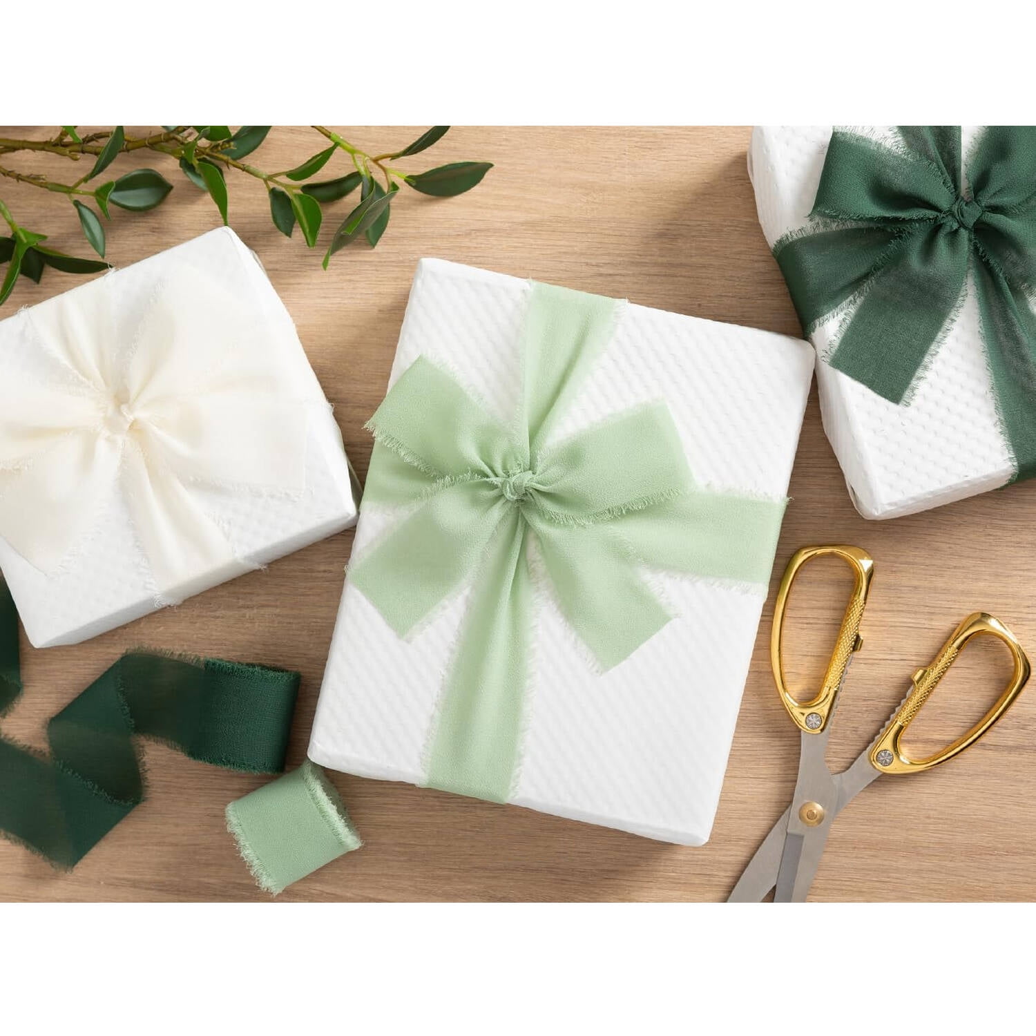 3 Rolls Handmade Valentines Chiffon Silk Ribbon Fringe, 1.5" x 16 Yd ...