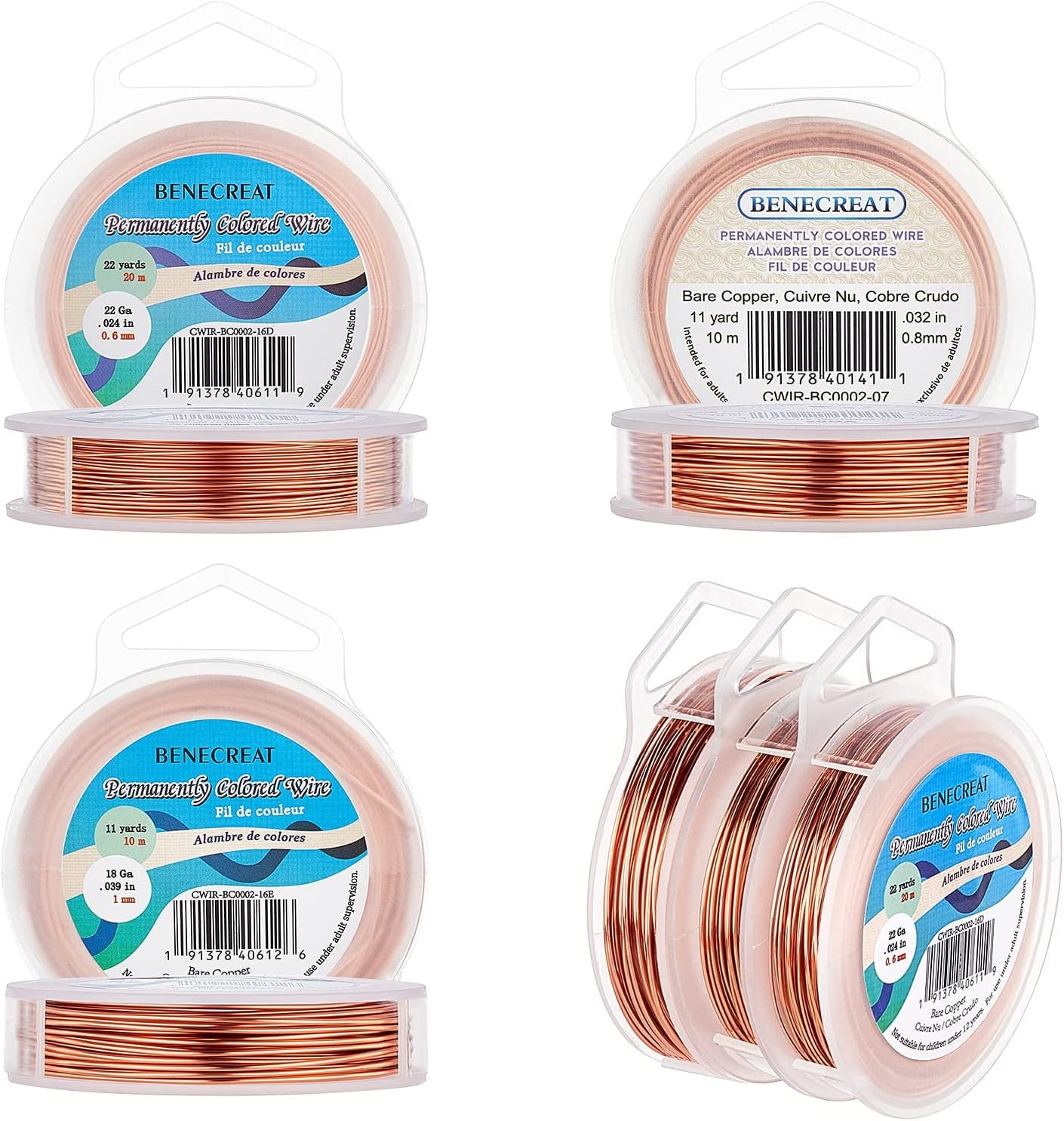 3 Rolls Jewelry Wire 18 Guage/20 Gauge/22 Gauge Tarnish Resistant Bare ...