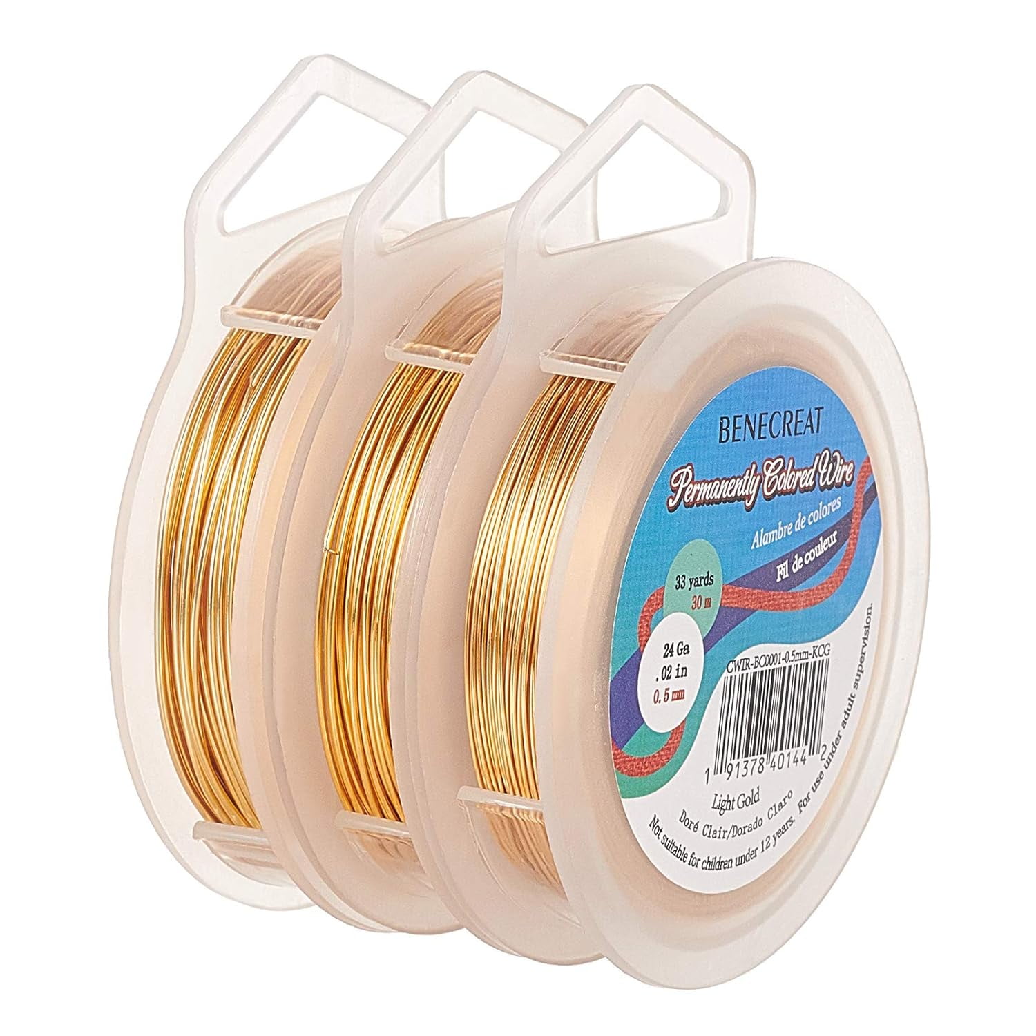 3 Rolls Jewelry Wire 18 Guage/20 Gauge/24 Gauge Gold Wire for Beading ...