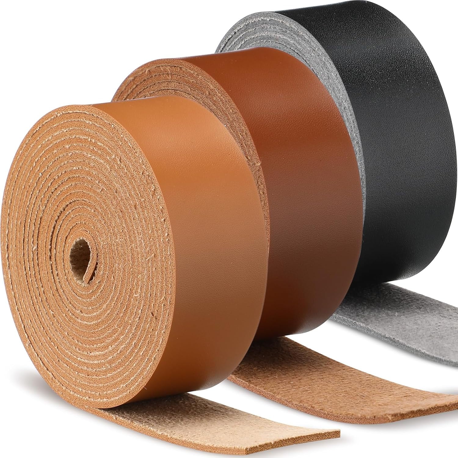 3 Rolls Leather Strap Leather Belt Strips Flat Leather Straps Single ...