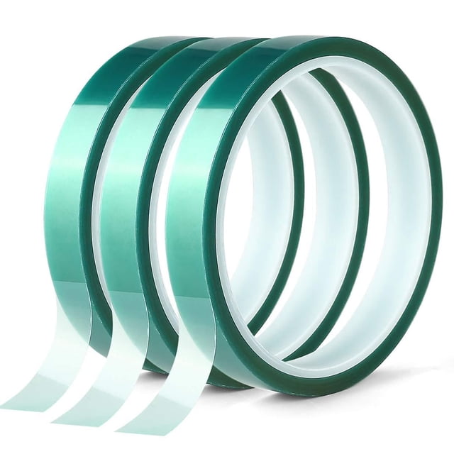 3 Rolls PET Powder Coated Green High Temperature Polyester Masking Tape ...