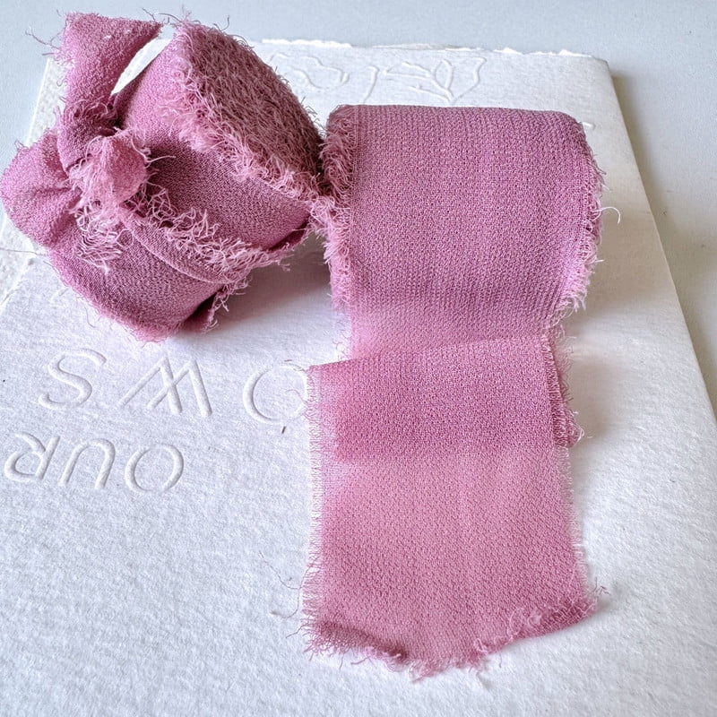 3 Rolls Pink Handmade Valentines Chiffon Silk Ribbon Fringe, 1.5" x 16 ...