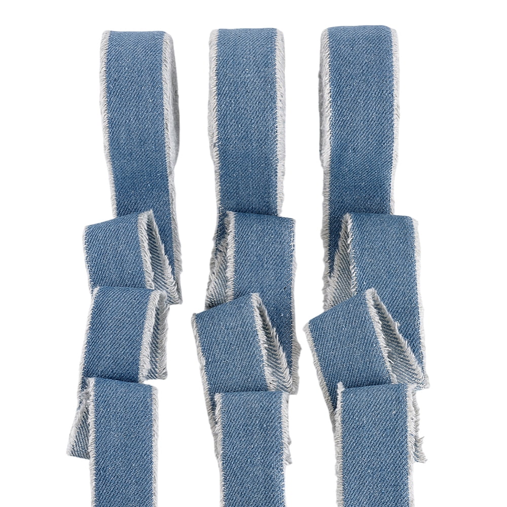 3 Rolls Polyester Ribbon Denim for Clothes Accessories Steel Blue 1 ...