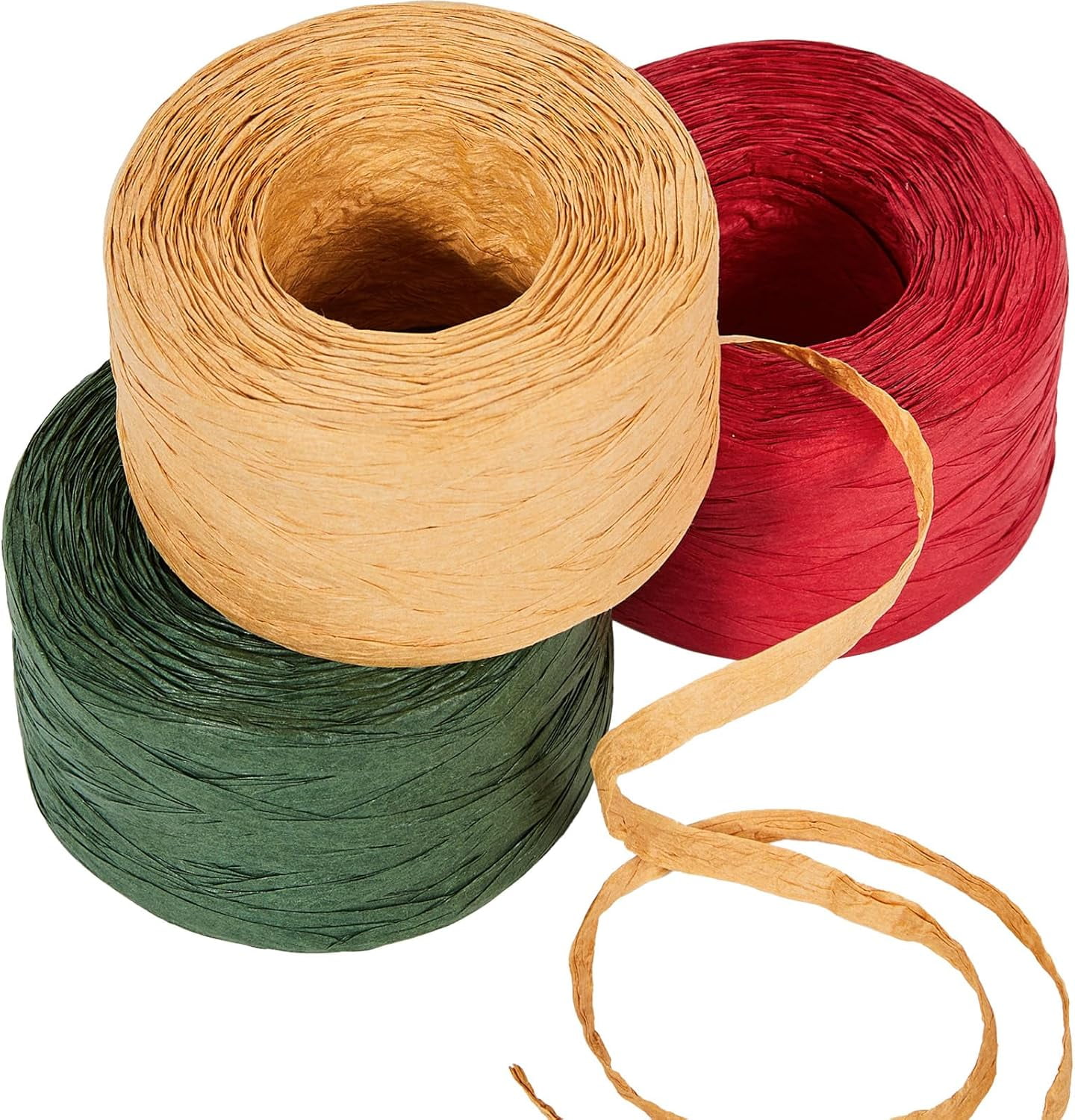 3 Rolls Raffia Ribbon Twine String, 540 Feet Christmas Wrapping Paper ...
